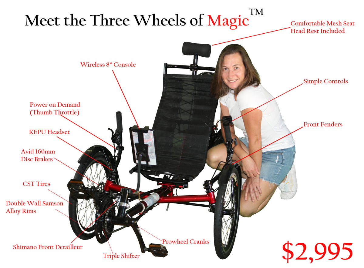 Three Wheels of Magic All Electric Recumbent Trike – Falco eMotors Inc.